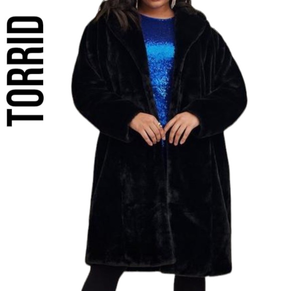 torrid | Jackets & Coats | Torrid Nwt Faux Fur Midi Coat Black Size X ...